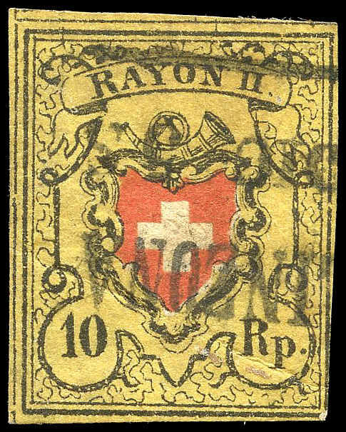 Buy Switzerland #8 - Rayon II (1850) 10r | Vista Stamps