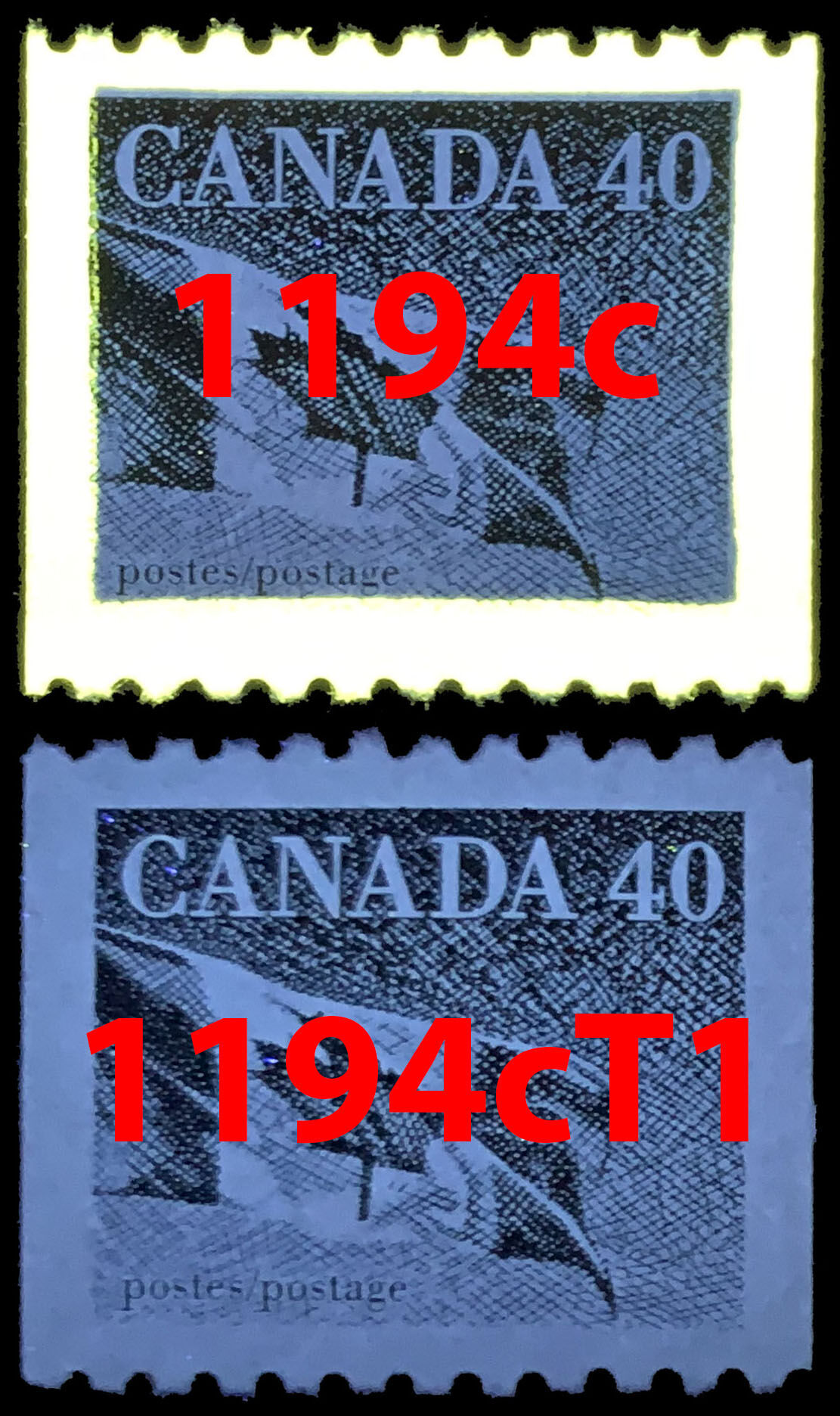 Buy Canada #1194CT1 - Flag (1990) 40¢ - Untagged (error), dull ...